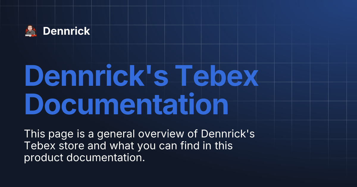 Dennrick's Tebex Documentation | Dennrick
